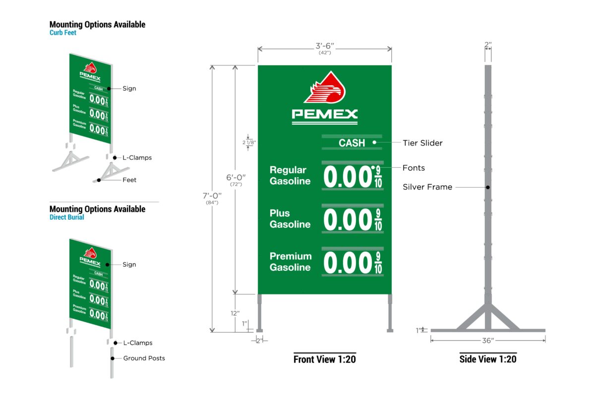 8P Metal Price Sign Kit w/ Fonts