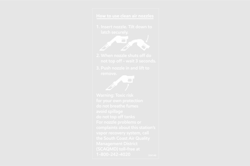 ExxonMobil - CA Clean Air Vapor Recovery South Coast - Regulatory Decal