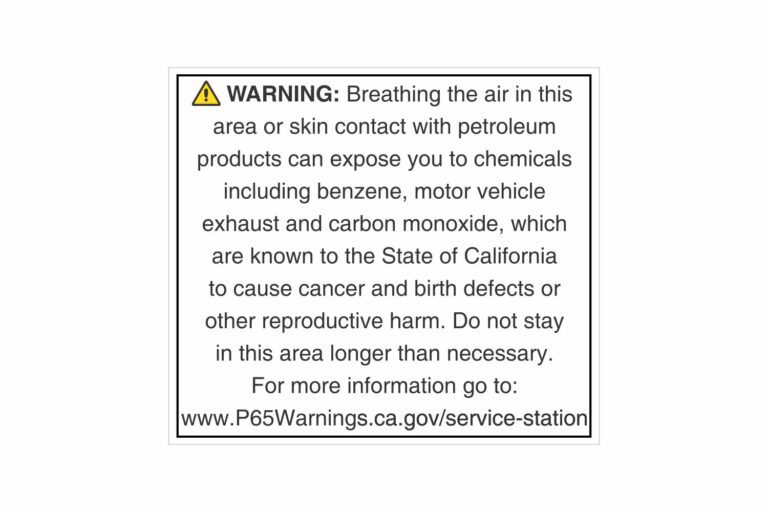 California Prop 65 Labels - "Warning: Cancer and Reproductive Harm"